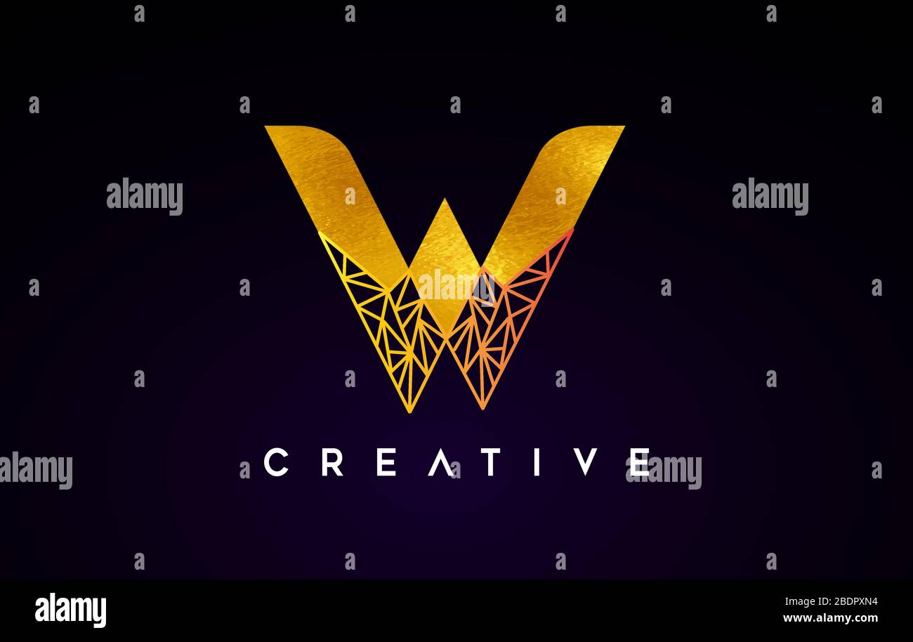 Golden Gold Letter W Beauty Logo. W Letter Design Vector with Origami ...