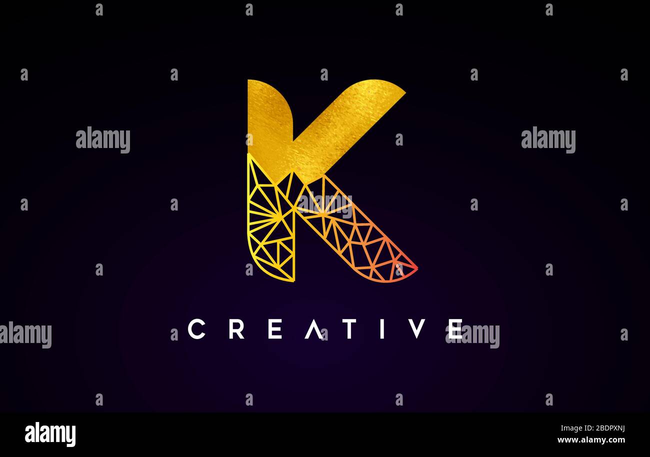 Golden Gold Letter K Beauty Logo. K Letter Design Vector with Origami ...