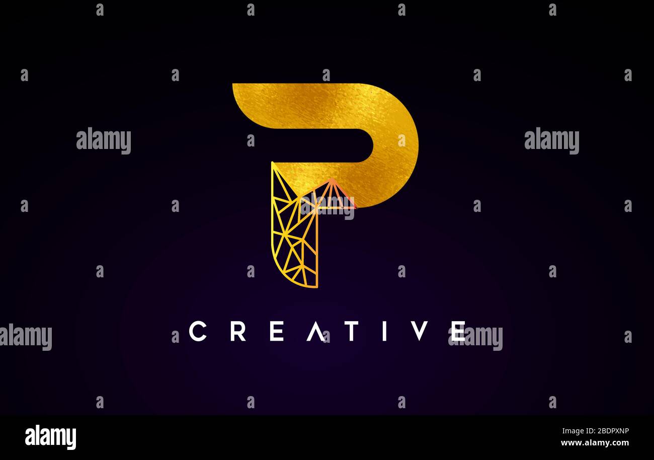 Golden Gold Letter P Beauty Logo. P Letter Design Vector with Origami ...
