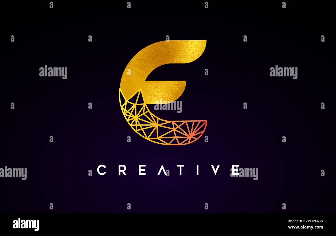 Golden Gold Letter E Beauty Logo. E Letter Design Vector with Origami ...