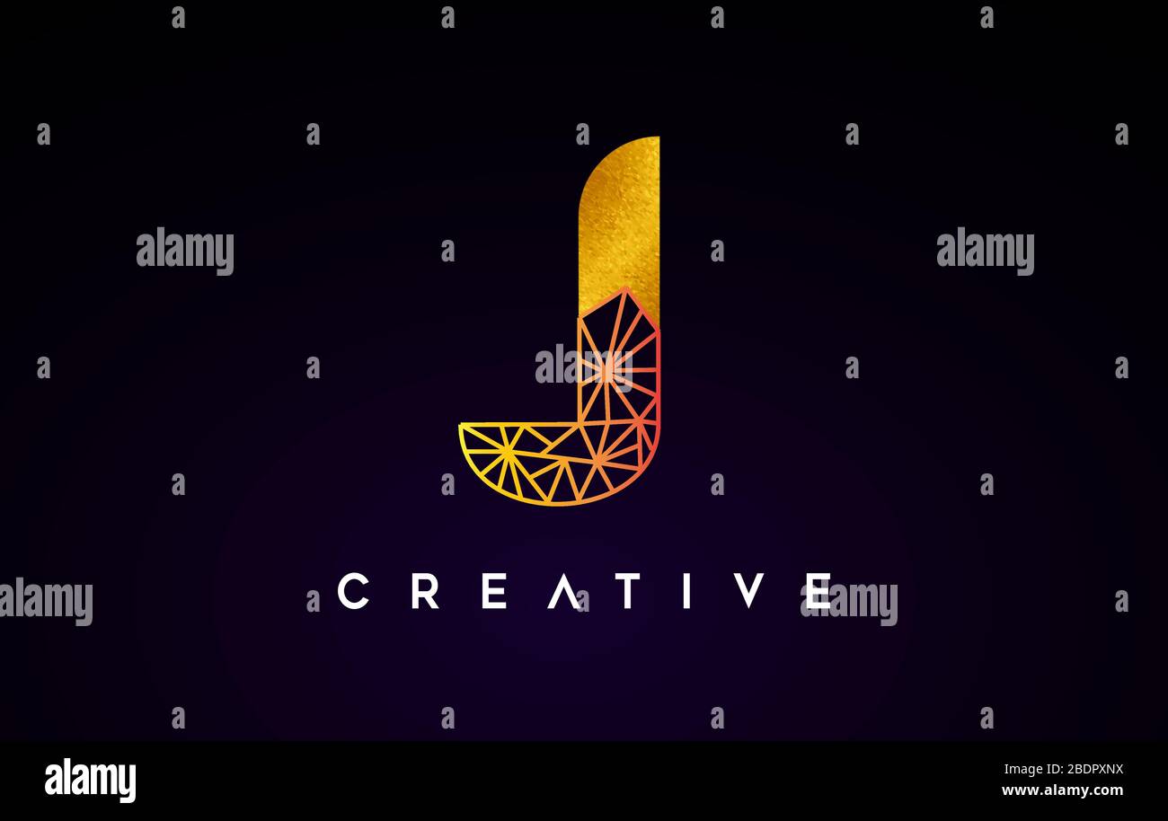 Golden Gold Letter J Beauty Logo. J Letter Design Vector with Origami ...