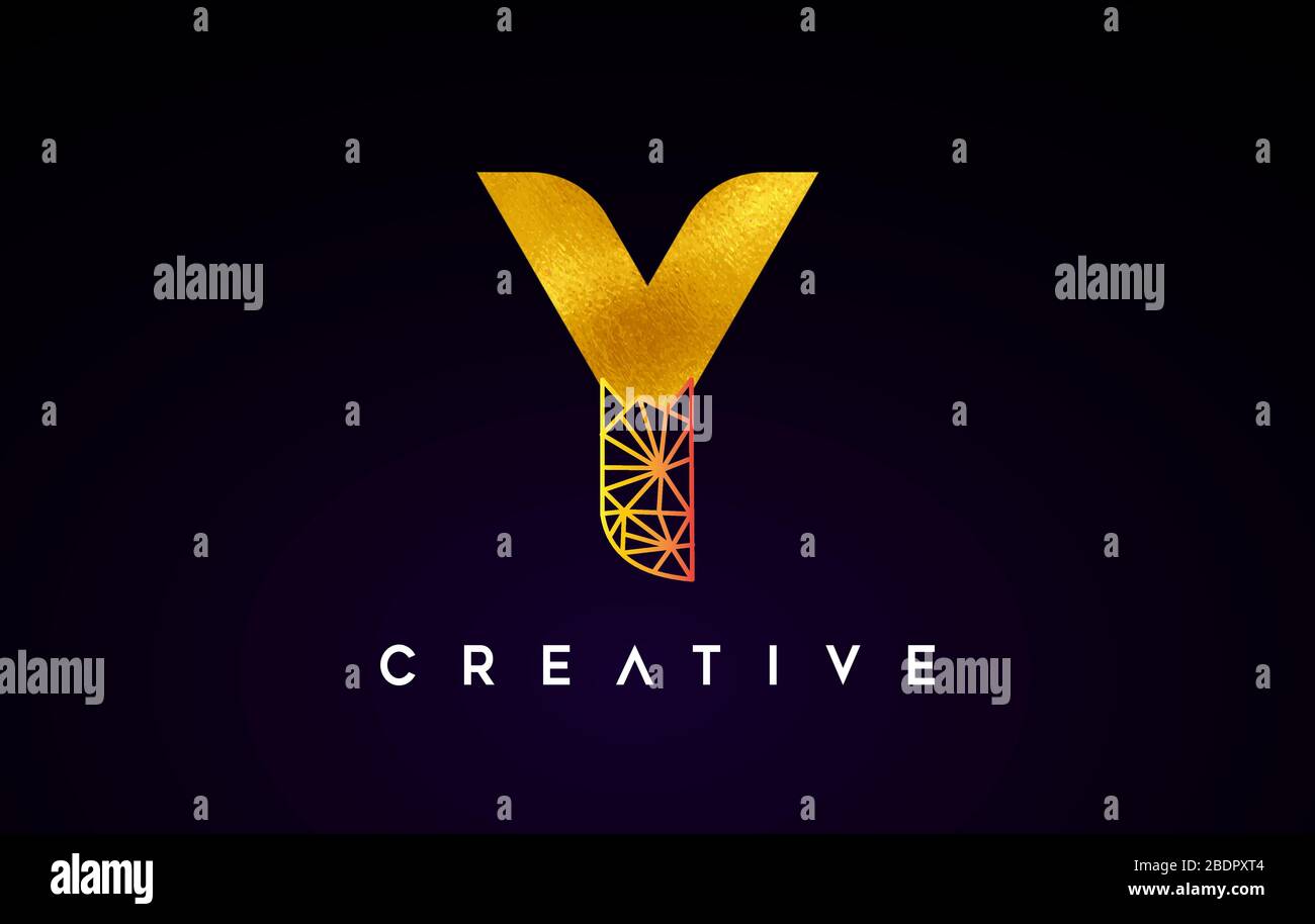 Golden Gold Letter Y Beauty Logo. Y Letter Design Vector with Origami ...