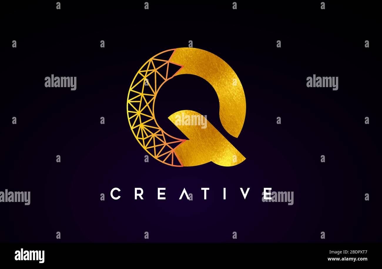 Golden Gold Letter Q Beauty Logo. Q Letter Design Vector with Origami ...