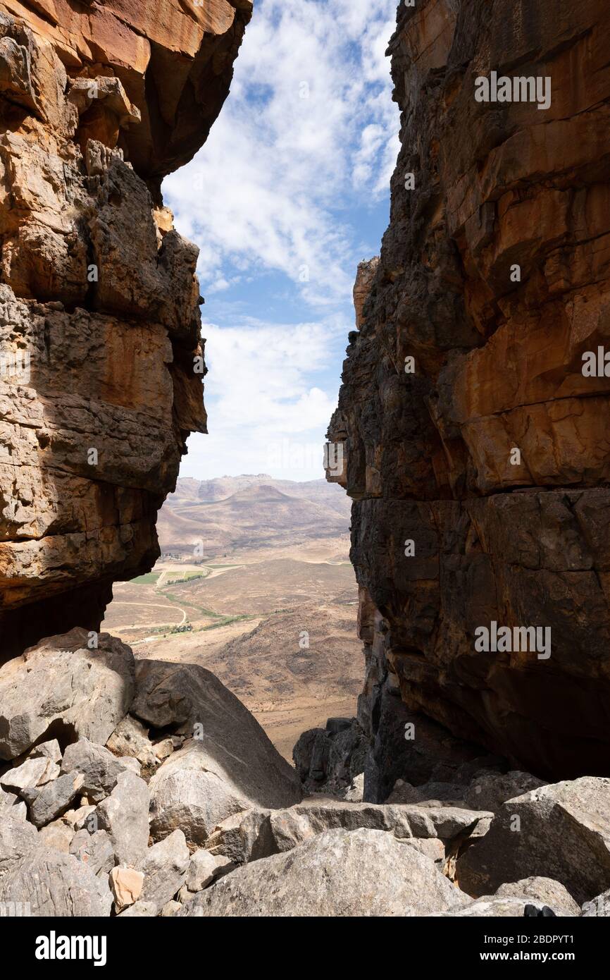cederberg wolfberg cracks hike see through the cracks Stock Photo - Alamy