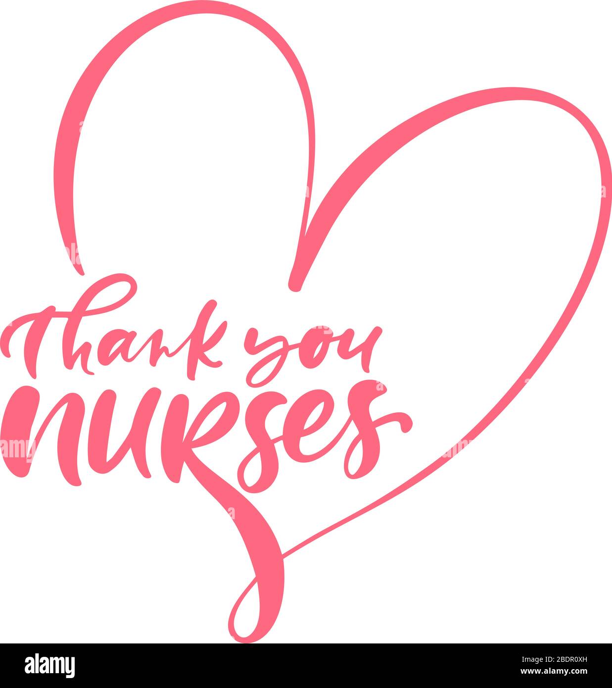 Thank you nurses red lettering vector text and heart on white ...