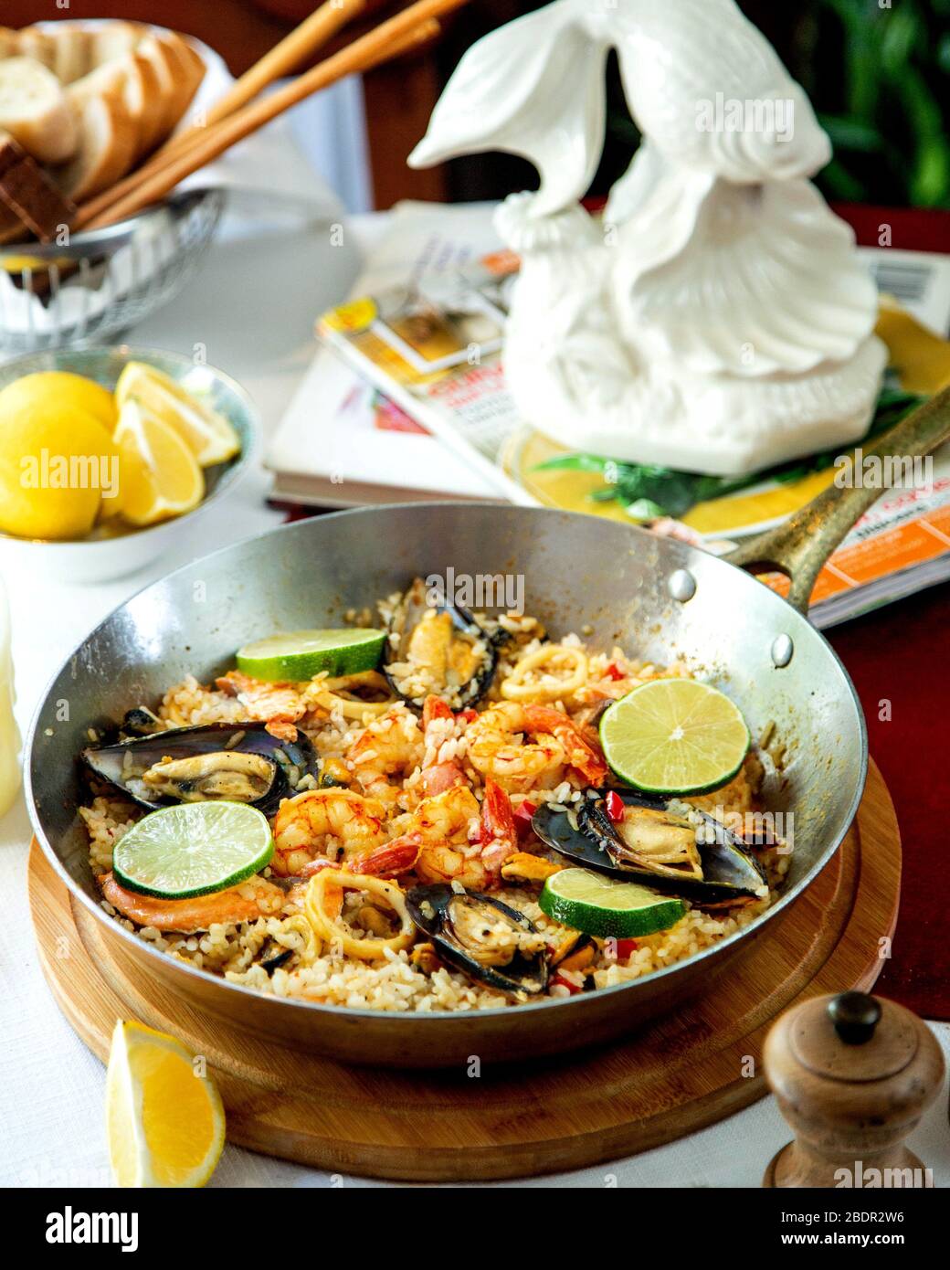 mixed meal with oysters on top Stock Photo - Alamy