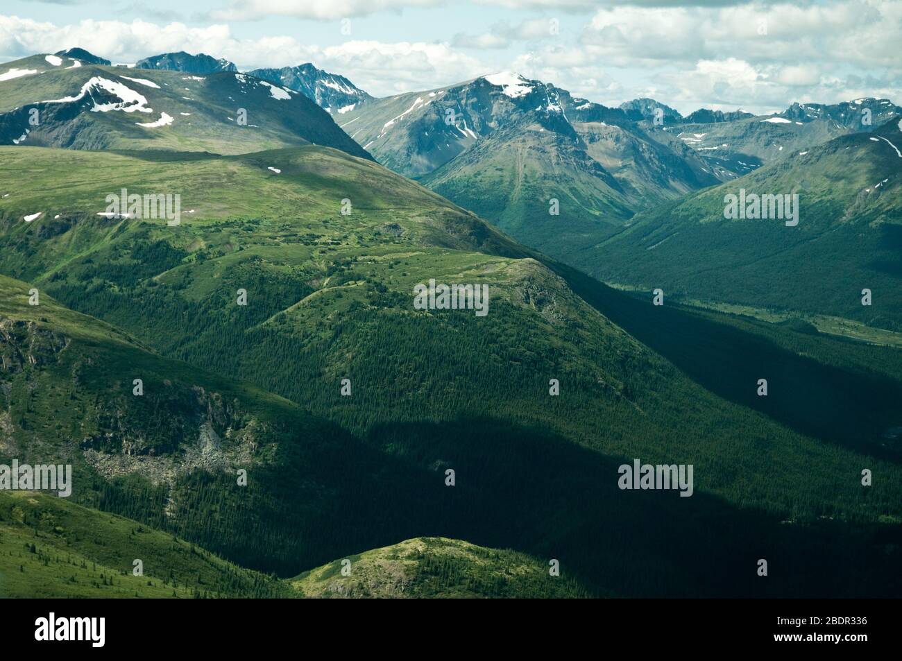An aerial view of the Stikine Mountains and Spatsizi Plateau Wilderness ...