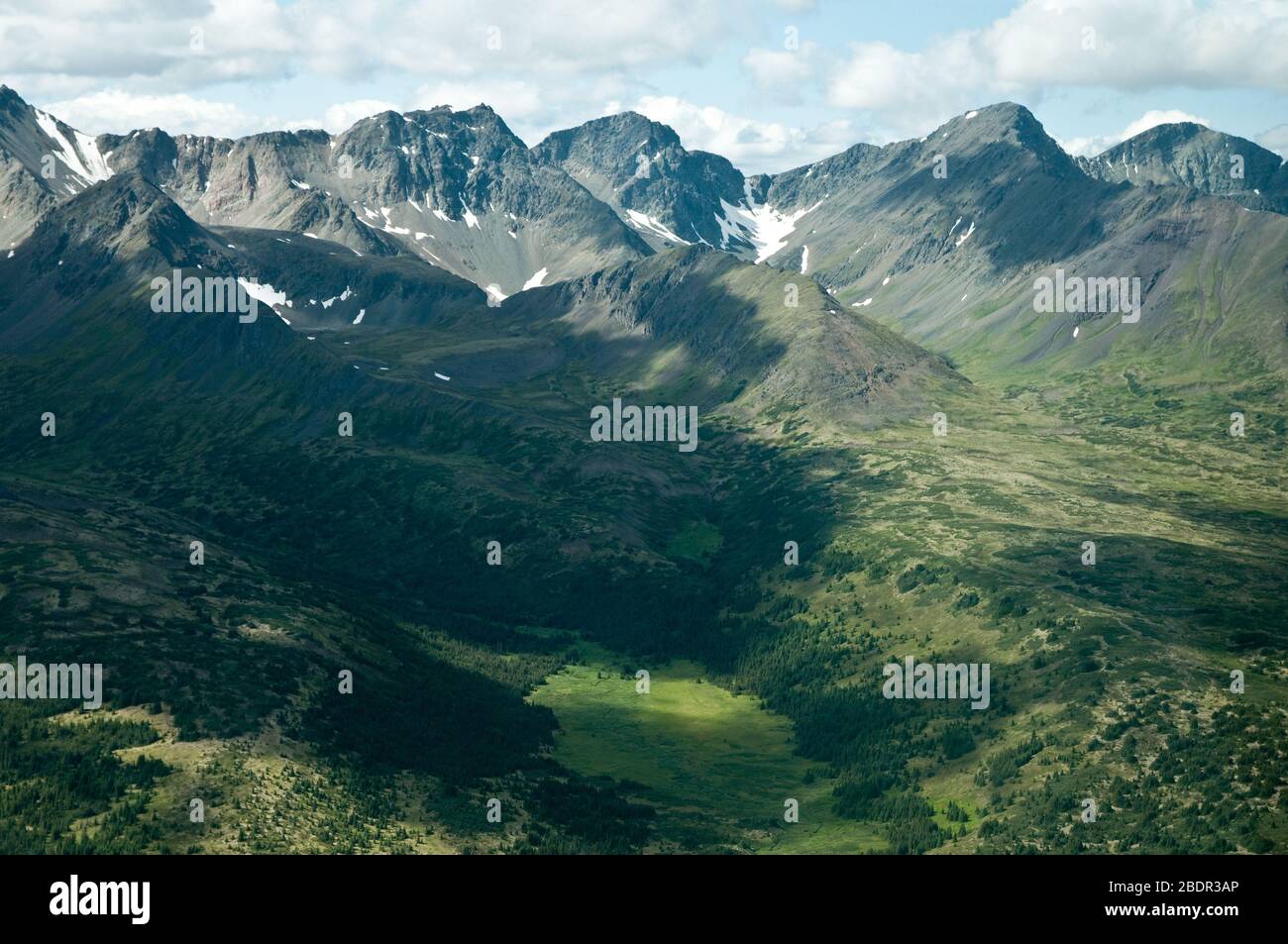 An aerial view of the Stikine Mountains and Spatsizi Plateau Wilderness ...