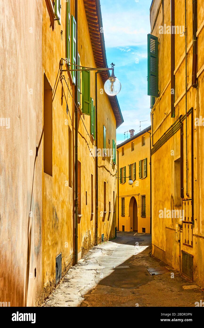 Perspective of old street in Faenza, Emilia-Romagna, Italy. Italian ...