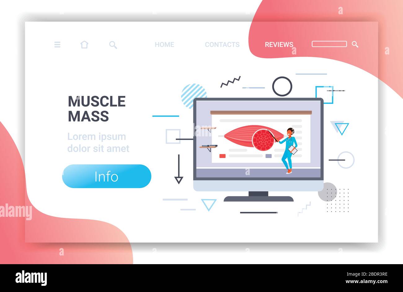 doctor explaining anatomy of human muscles presentation on computer ...