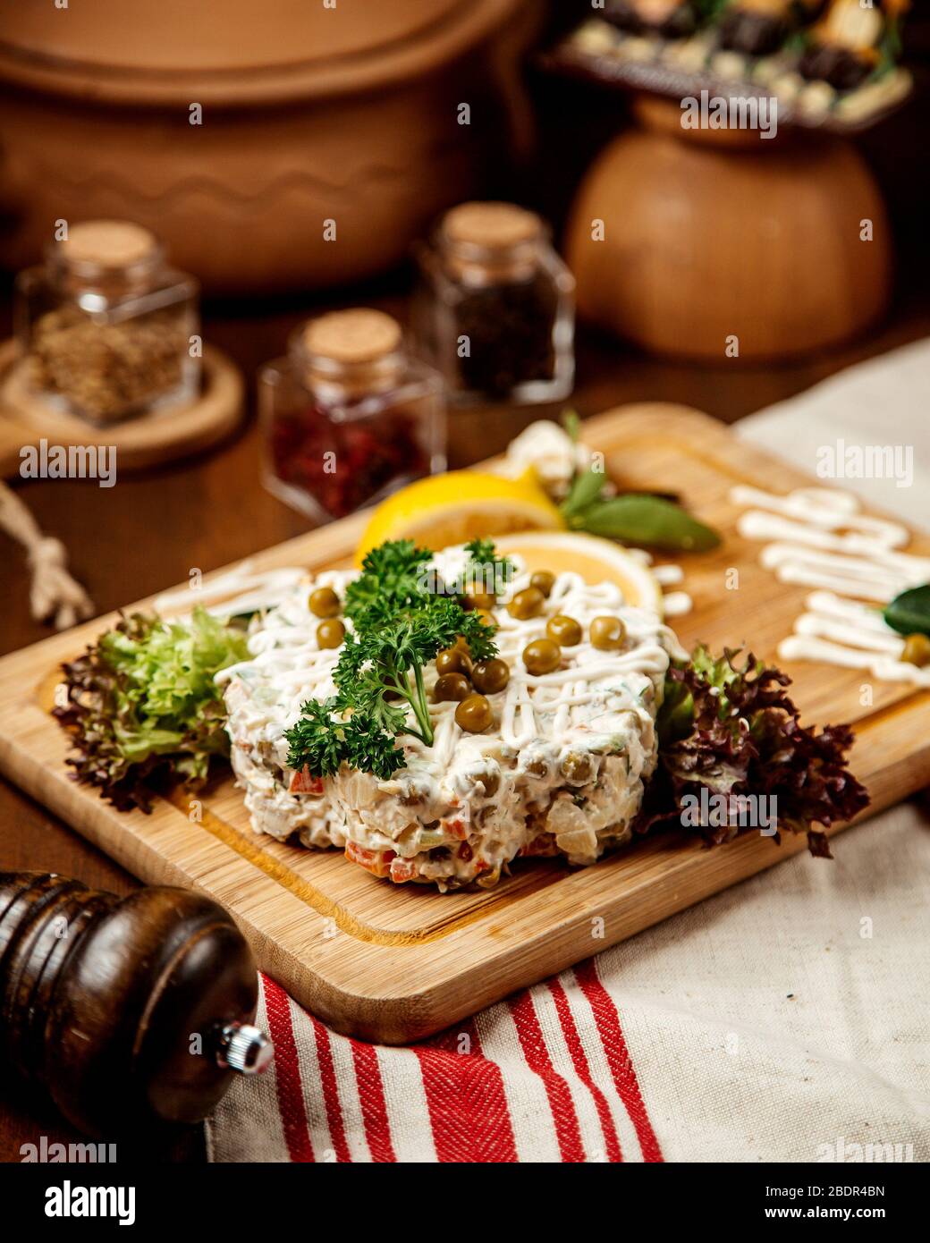 russian salad with beans on top Stock Photo - Alamy