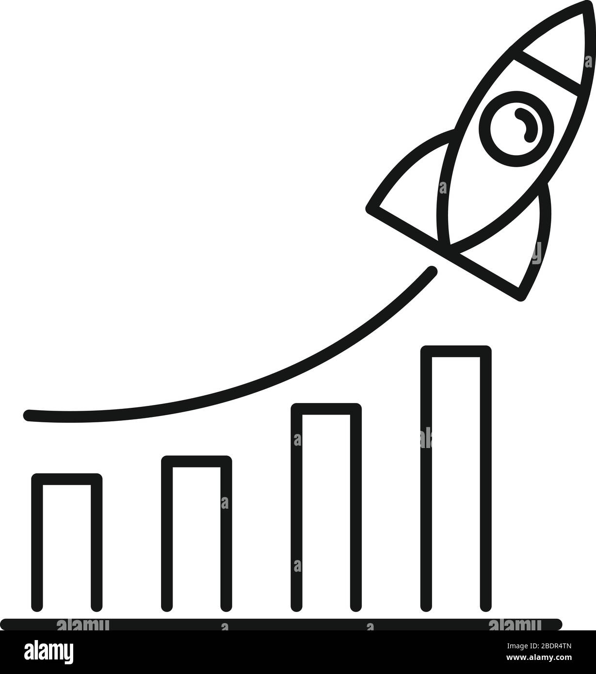 Startup rocket graph icon. Outline startup rocket graph vector icon for ...