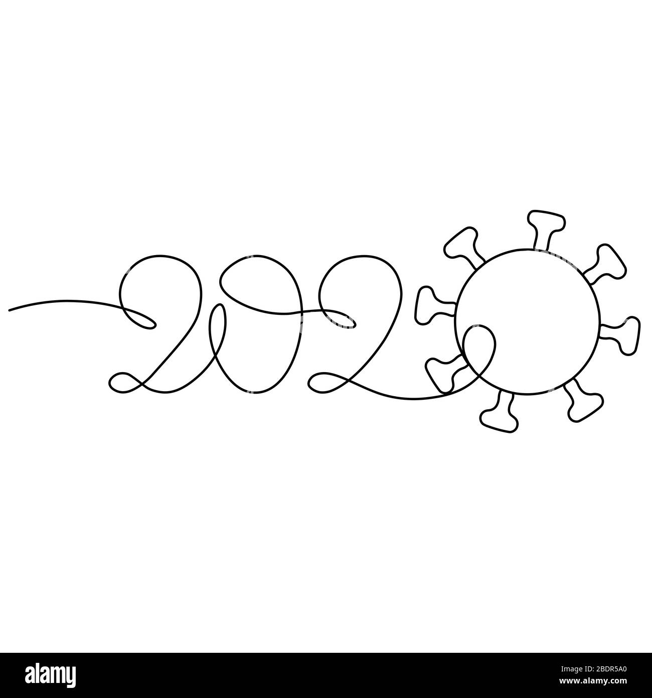 Continuous one line drawing of Covid-19 Coronavirus dangerous disease ...