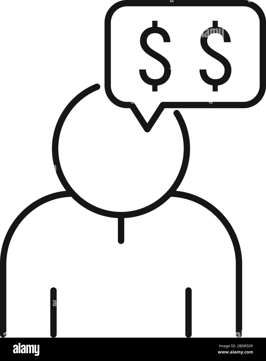 Startup money thinking icon. Outline startup money thinking vector icon ...