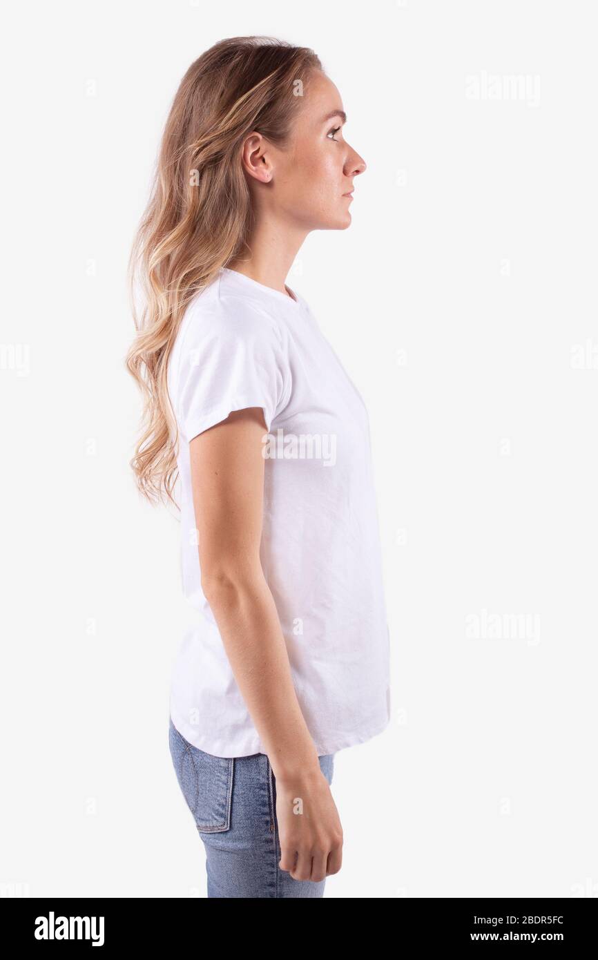 Female model standing sideways eyes hi-res stock photography and images ...