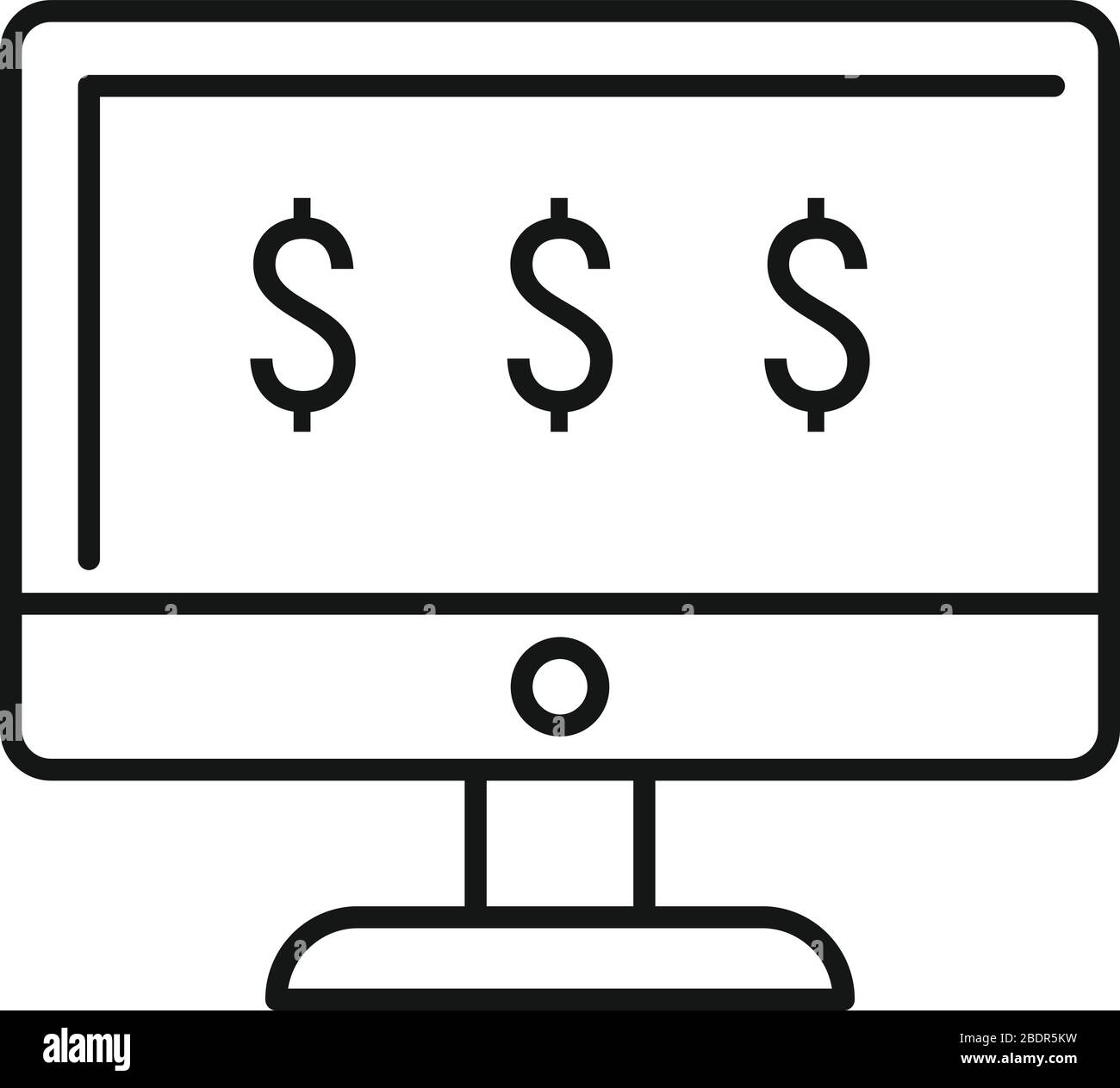 Online money computer icon. Outline online money computer vector icon ...