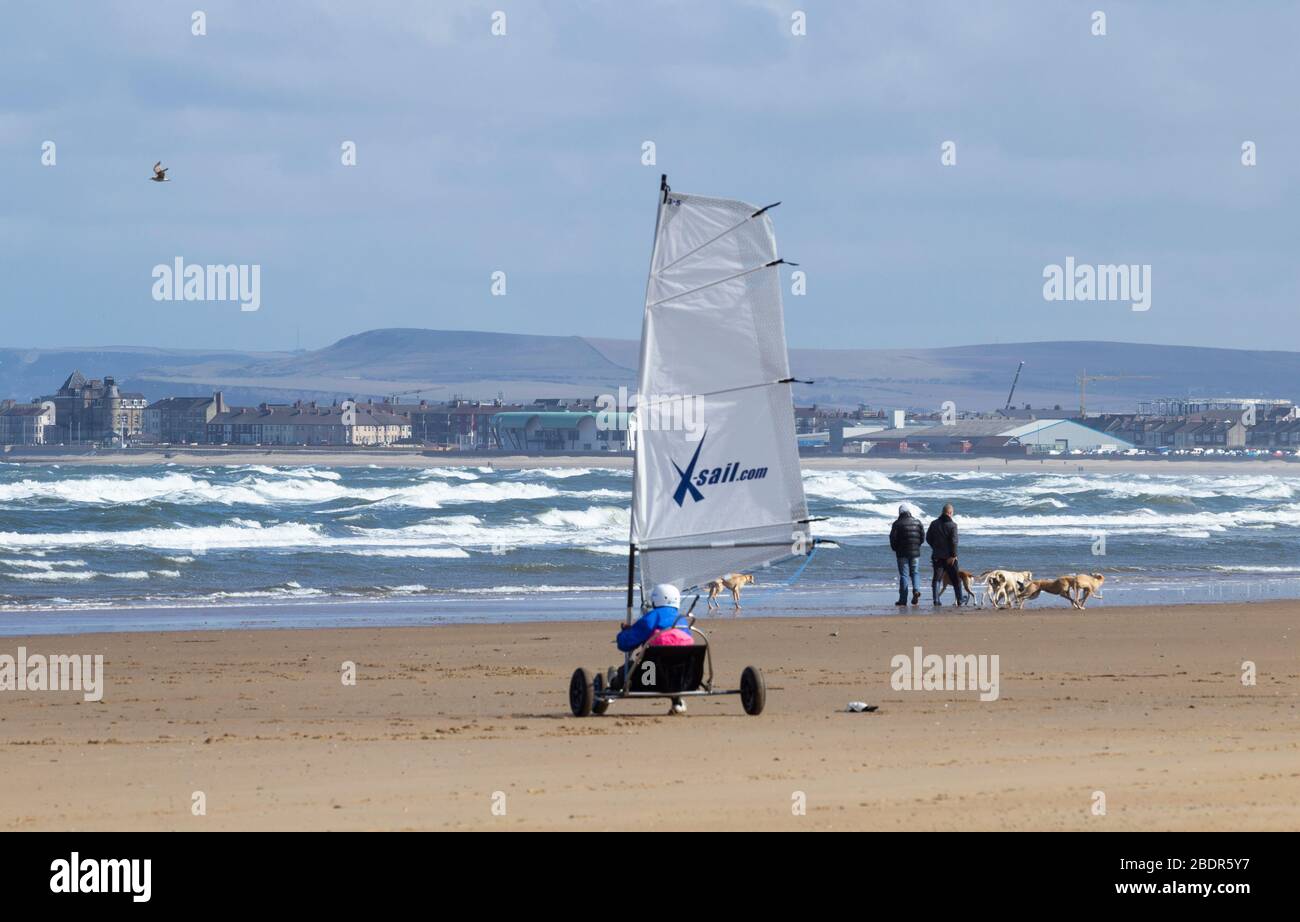 Land Sailing on Coatham beach at Redcar, north east England. UK Stock ...