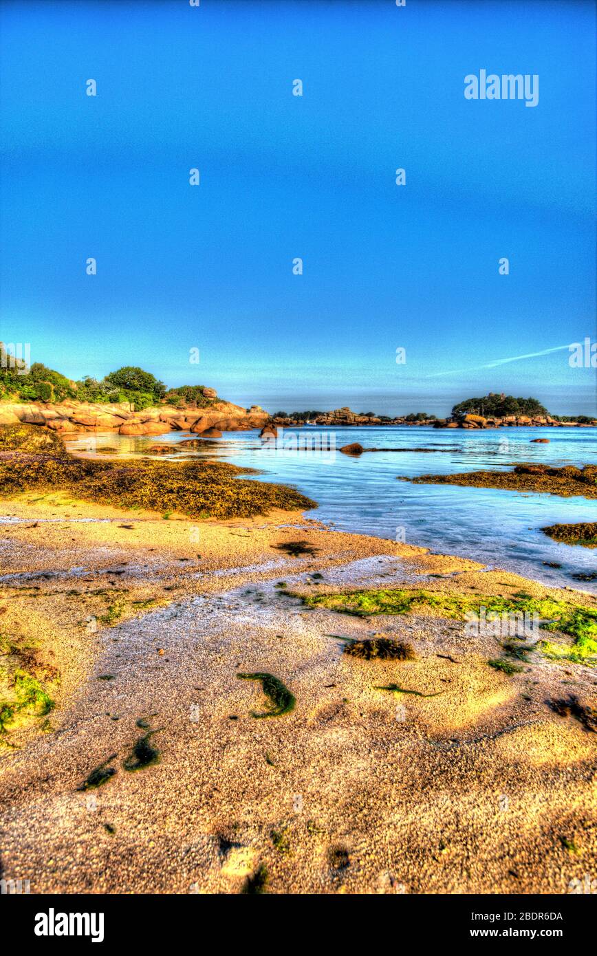 Village of Plouhmanac’h, France. Artistic view of Ploumanac'h’s Plage ...