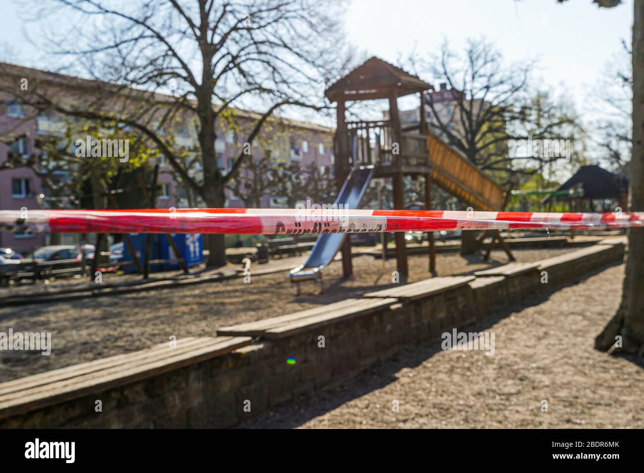 Barricade Tape Barring Children's Playground During Coronavirus ...