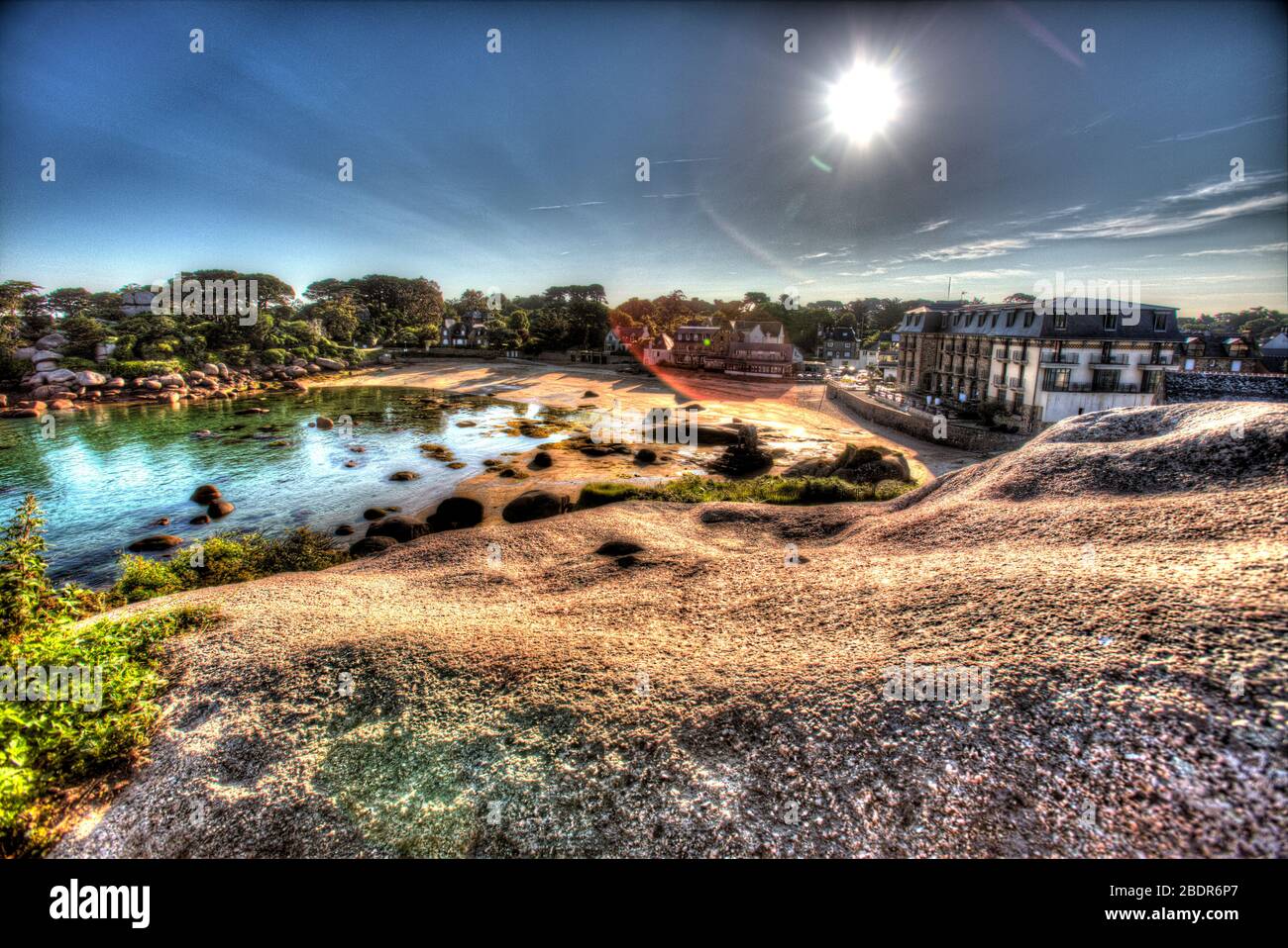 Village of Plouhmanac’h, France. Artistic view of Ploumanac'h’s Plage ...