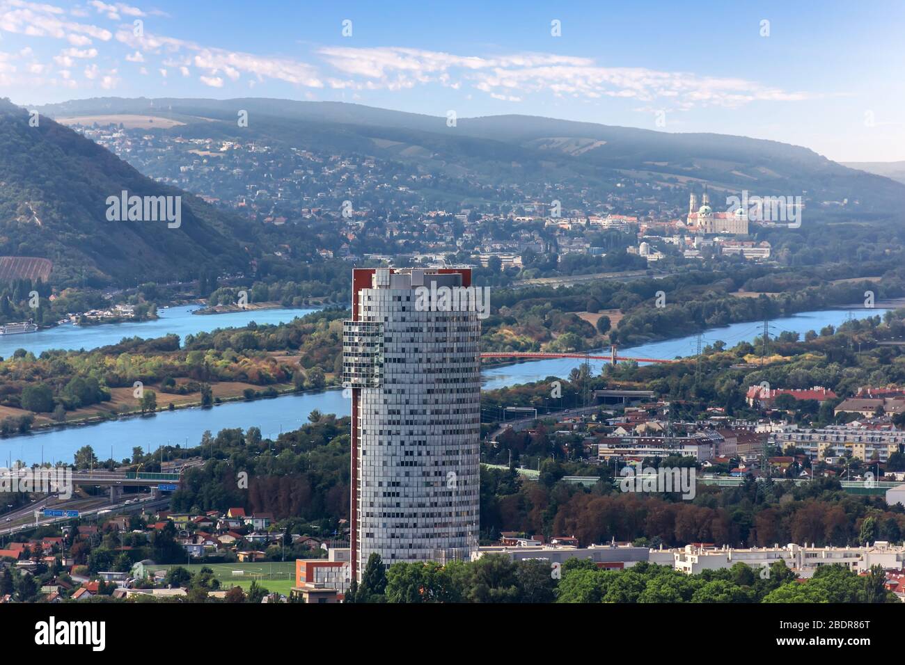 Vienna city panorama, view on the Danube banks, Austria Stock Photo - Alamy