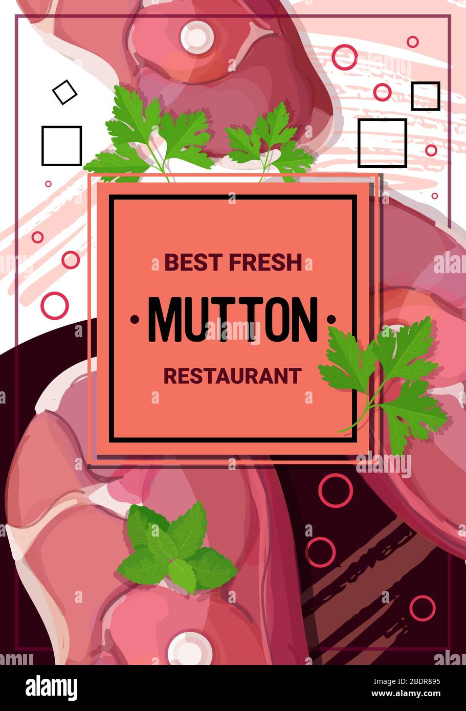 fresh mutton steak with parsley spices raw meat restaurant template ...