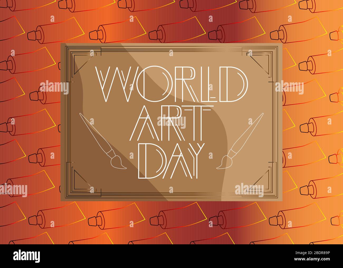 Art Deco World Art Day (April 15) card. Decorative greeting text, sign ...
