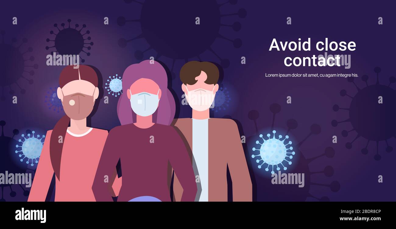 people wearing medical masks avoid close contact coronavirus prevention ...