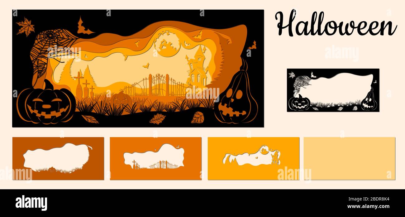 Template Halloween, pumpkin, spider web, bat, graves for to cut with a ...