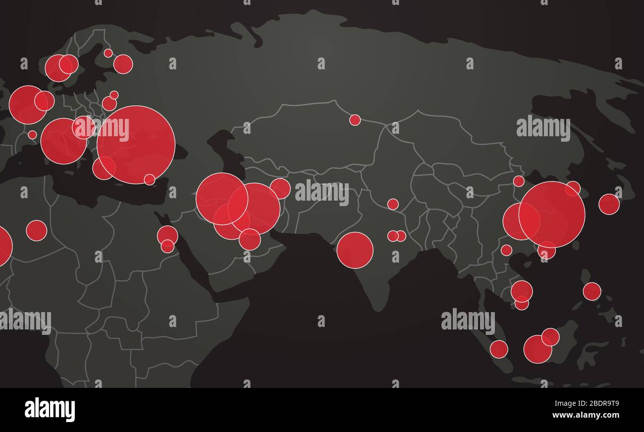 world map with location pins outbreak of coronavirus confirmed cases ...