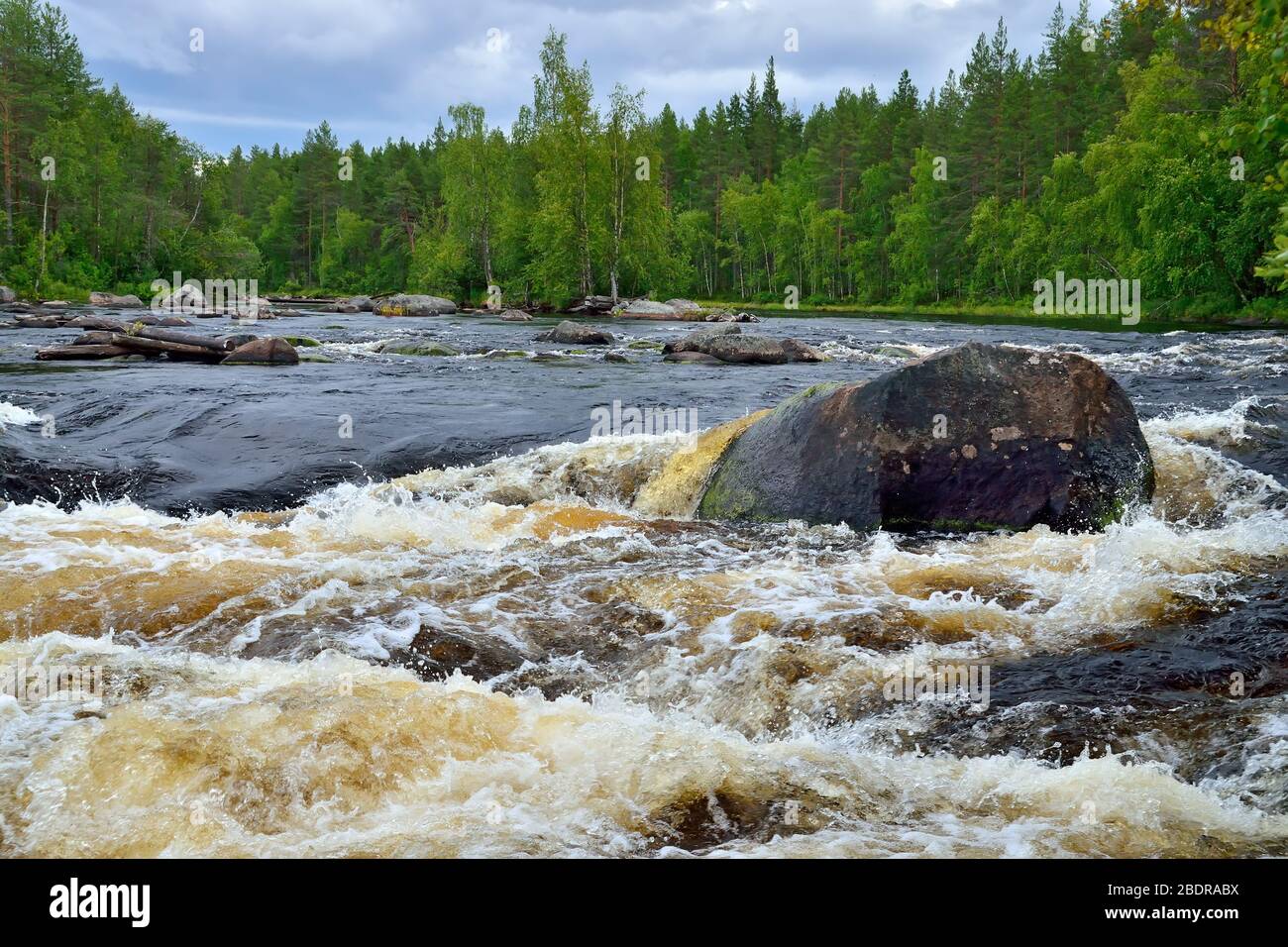 Beautiful threshold Schelye on the Onda river, Karelia, Russia Stock ...