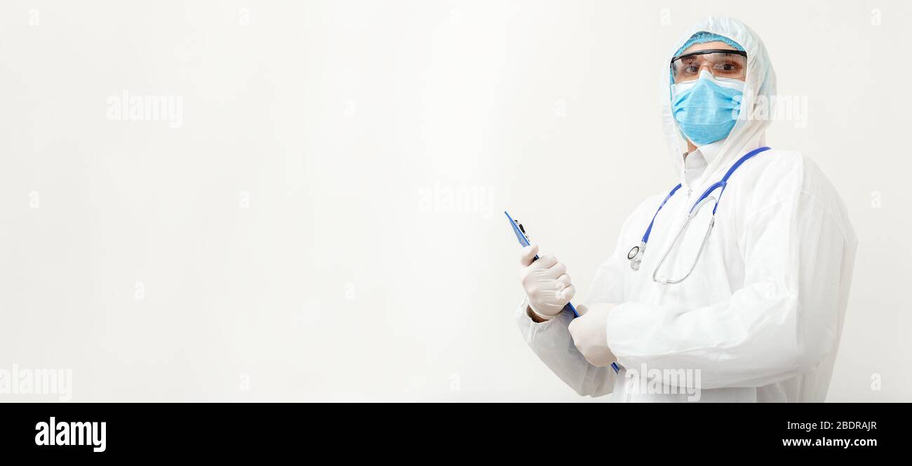 Coronavirus, covid-19 doctor appointment. Doctor in protective medical ...