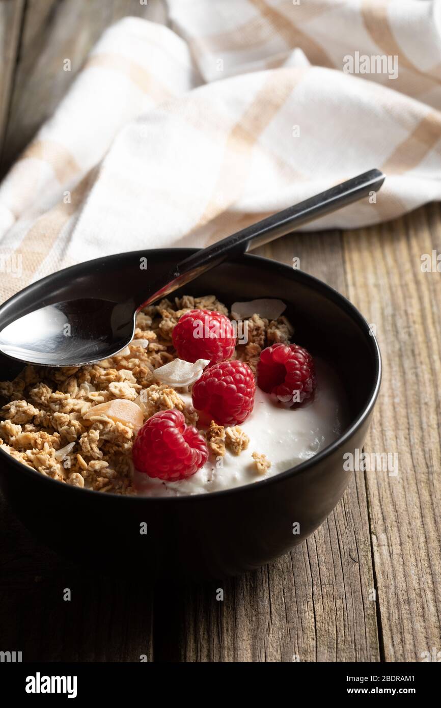 Healthy yogurt with raspberries hi-res stock photography and images - Alamy