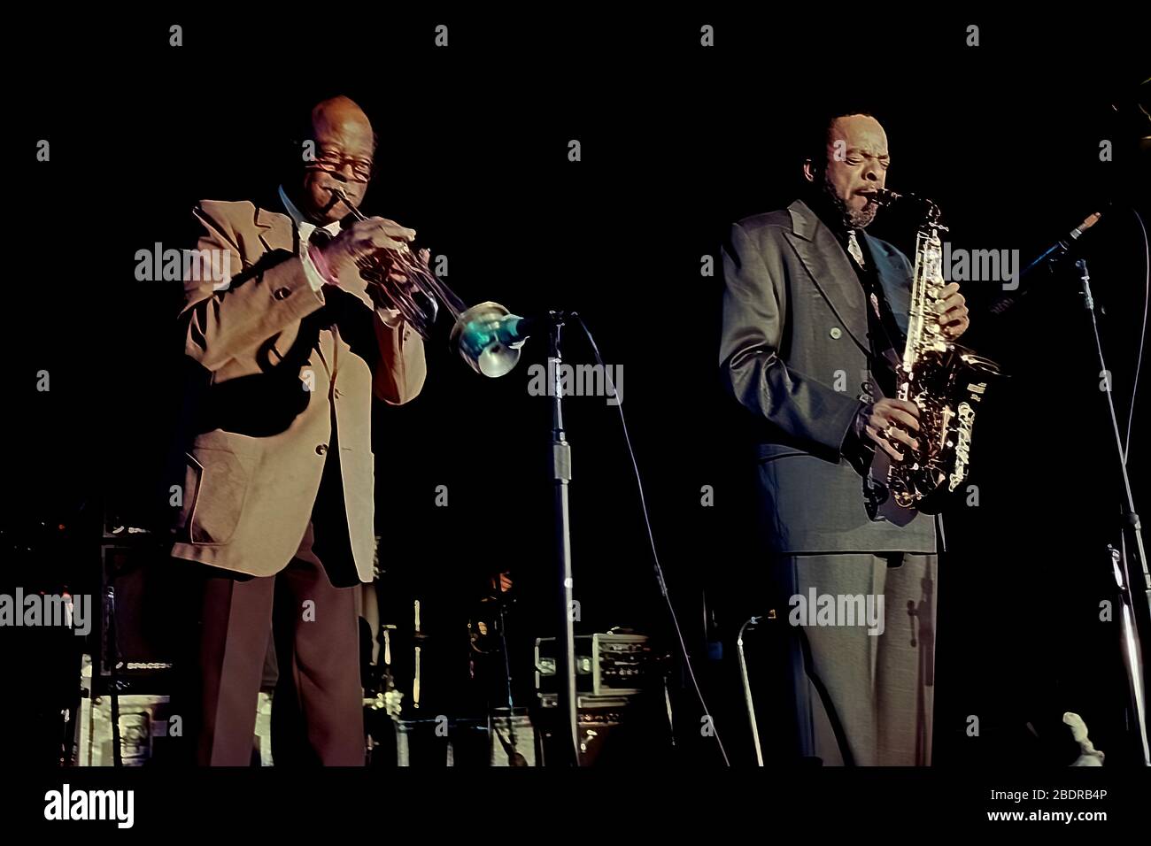 Washington, DC. USA, March 21, 1992 L-R Clark Terry on trumpet and ...