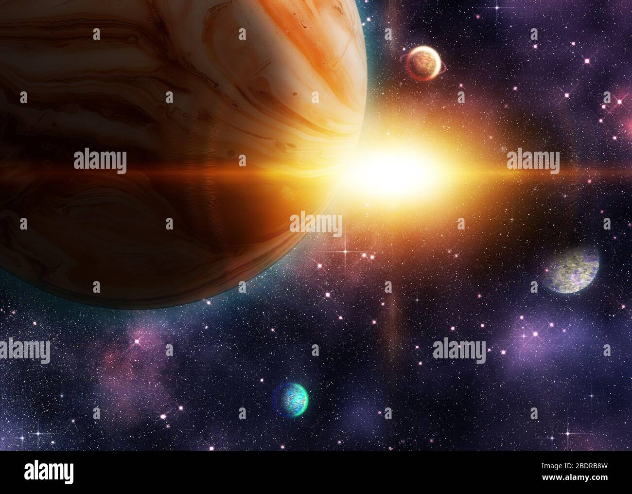 Abstract alien planet in outer space with stars, 3d illustration Stock ...