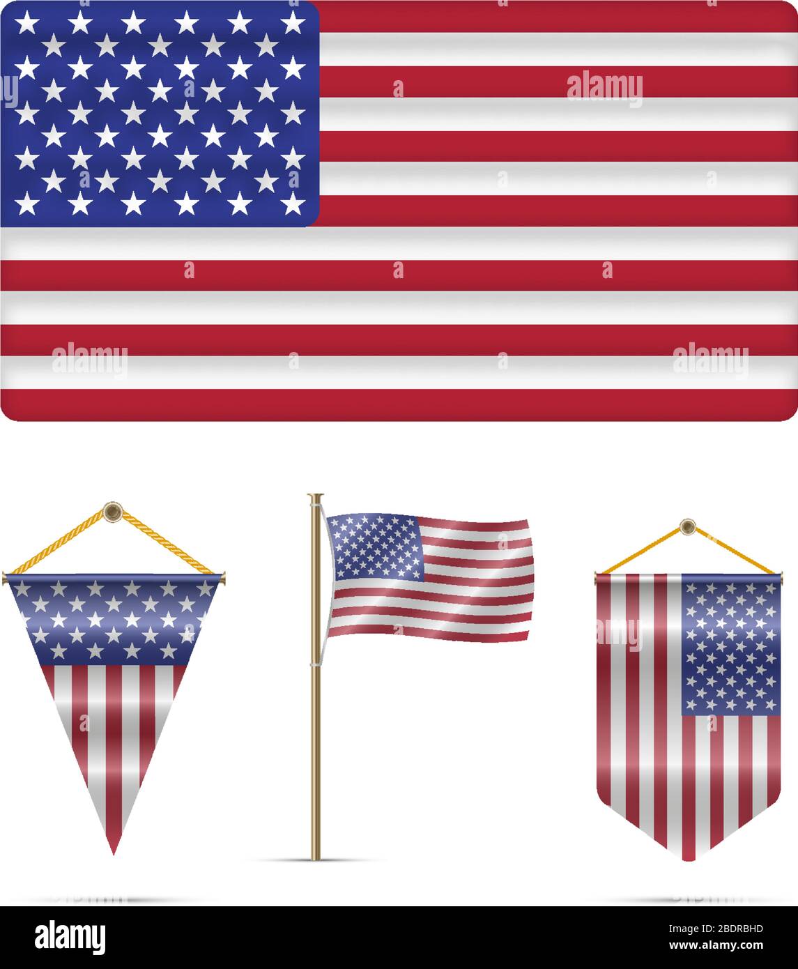 American flag pennant set. The US presidential election 2020. American ...