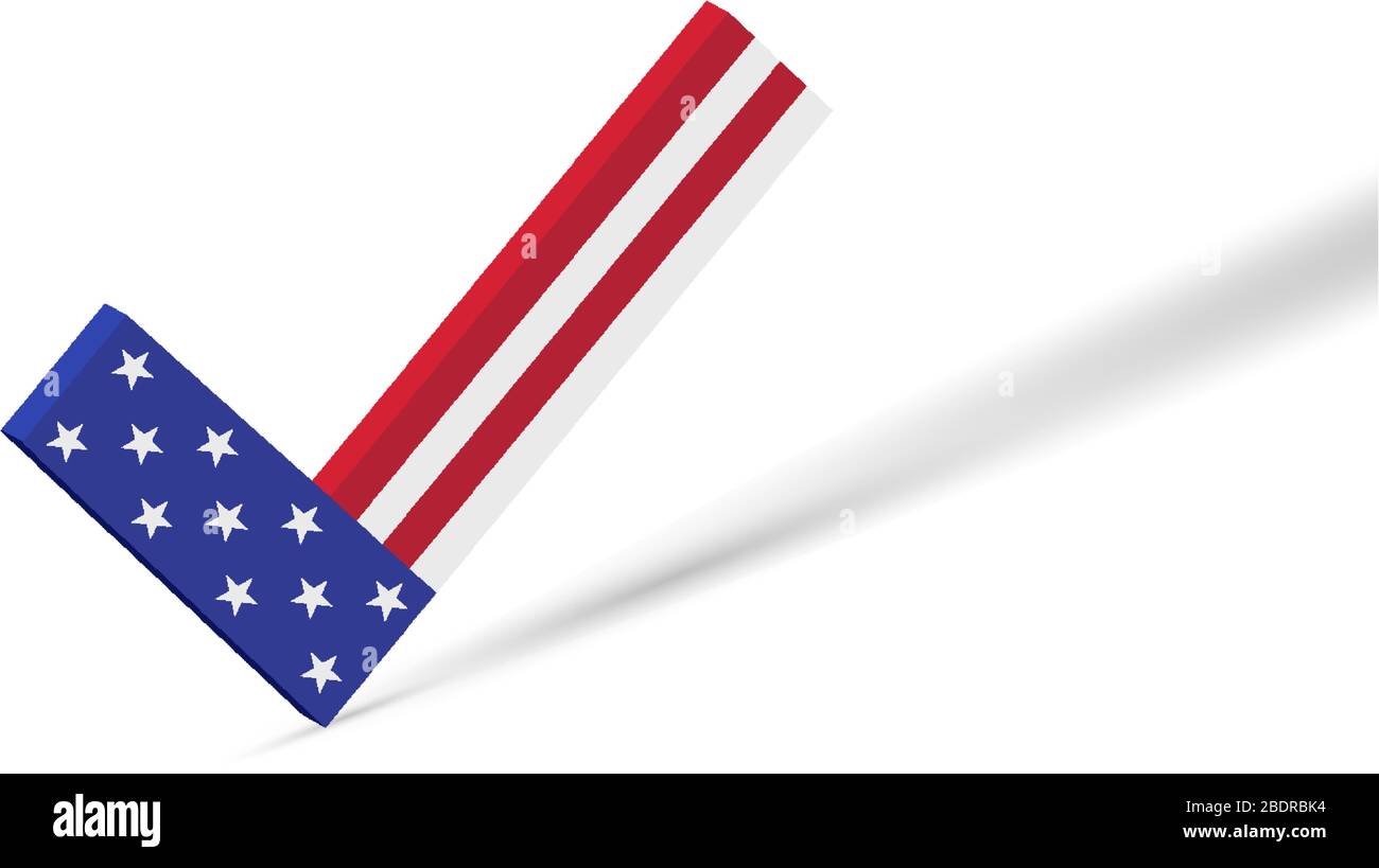 Voting check mark 3D with shadow. The US presidential election 2020 ...