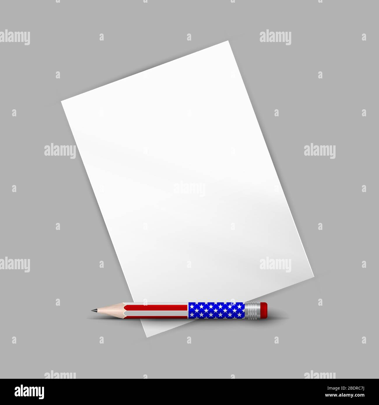 Empty paper sheet and pencil in american flag colors. Ballot template ...