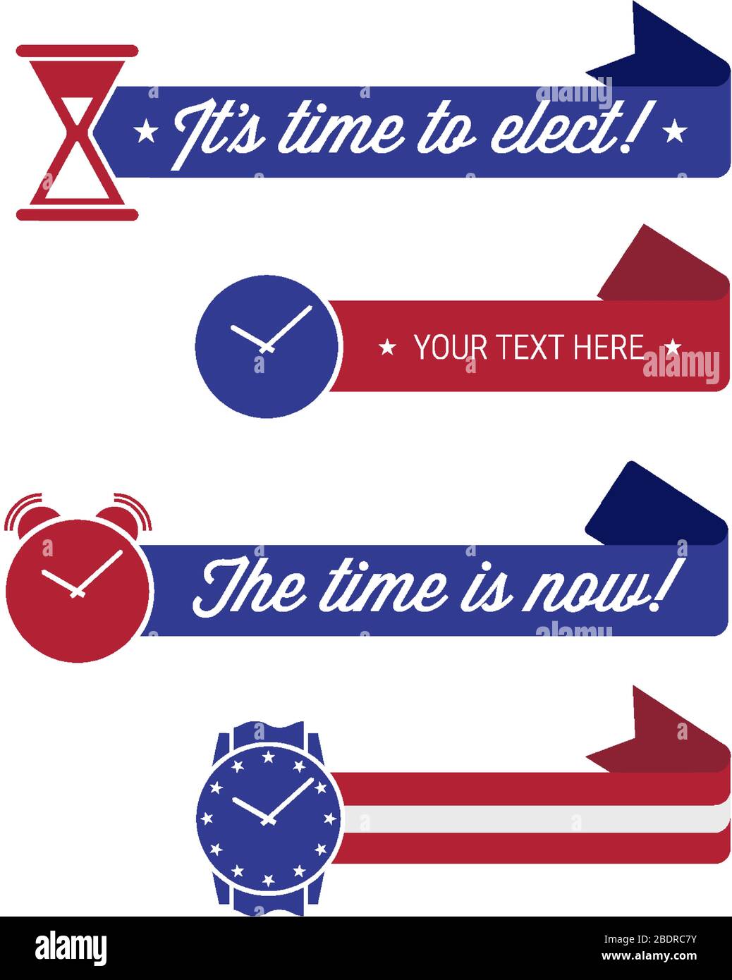 Clock ribbon banners set. The US presidential election 2020. American ...