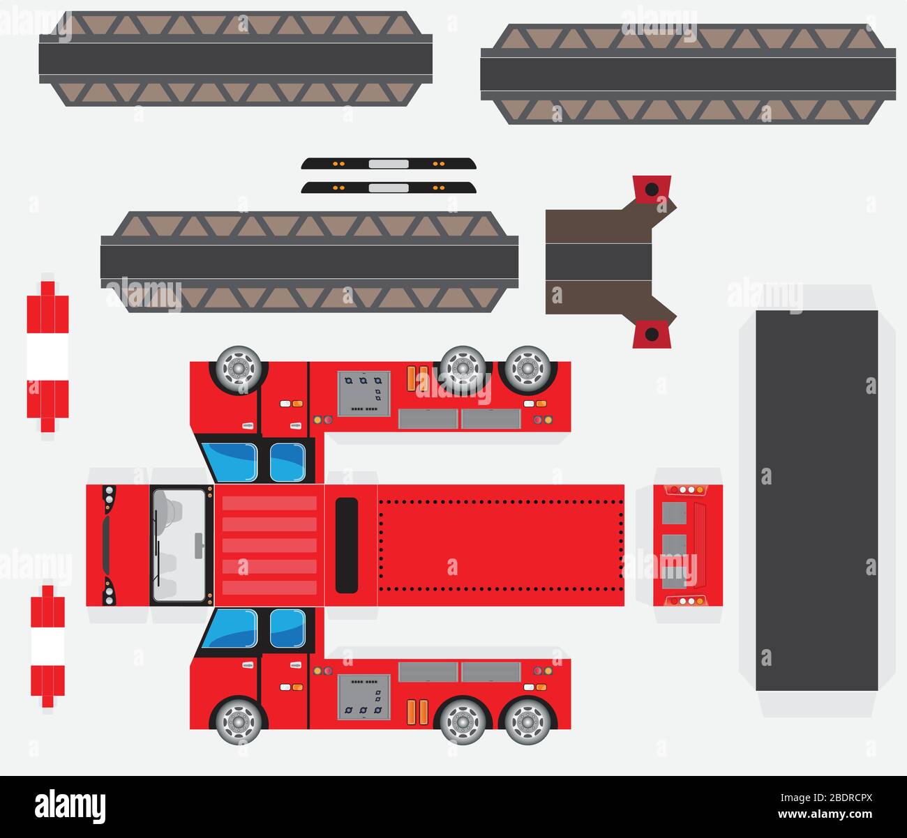 Paper model of ladder Fire Truck , cut and glue Stock Vector Image ...