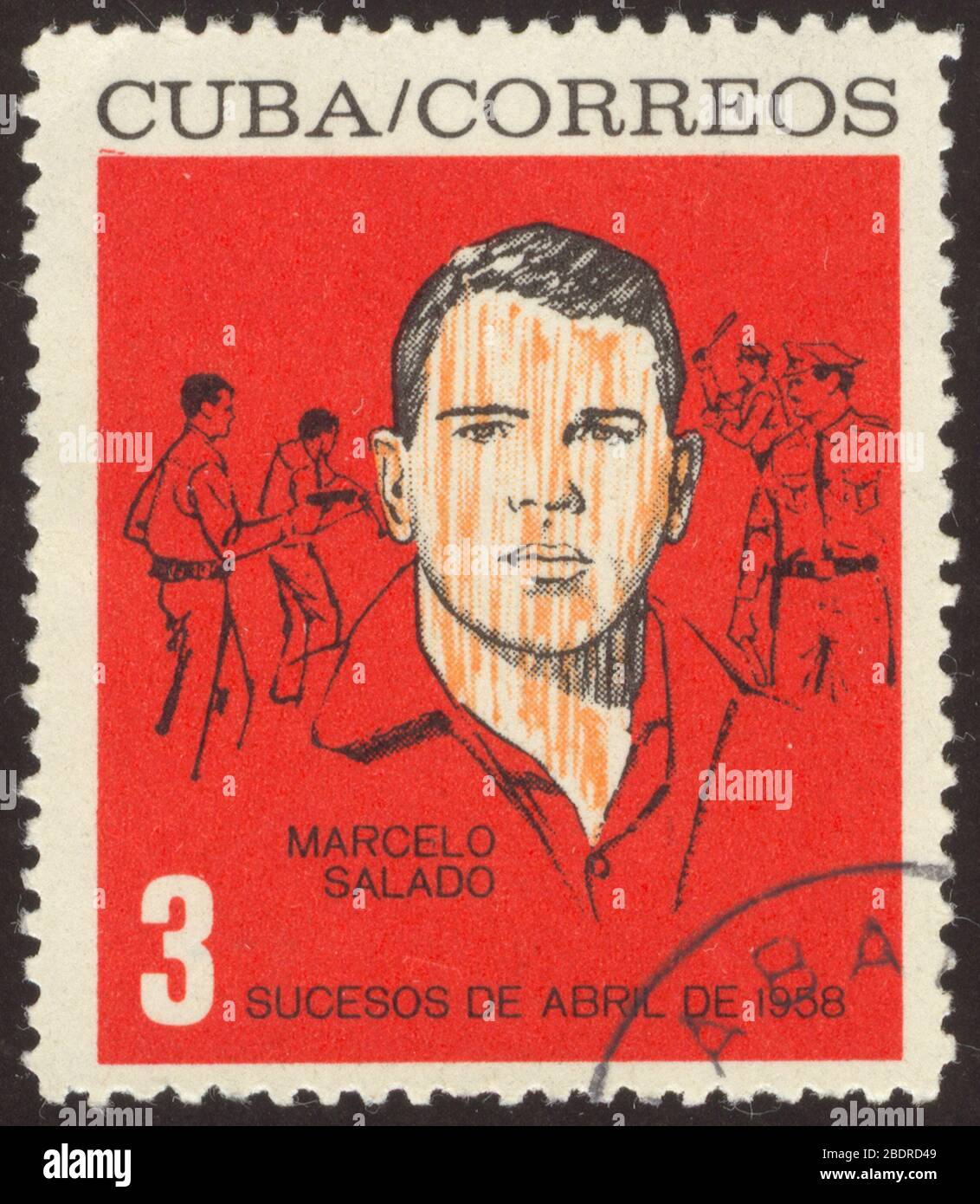 The scanned stamp. The Cuban stamp. Portrait of the man Stock Photo - Alamy