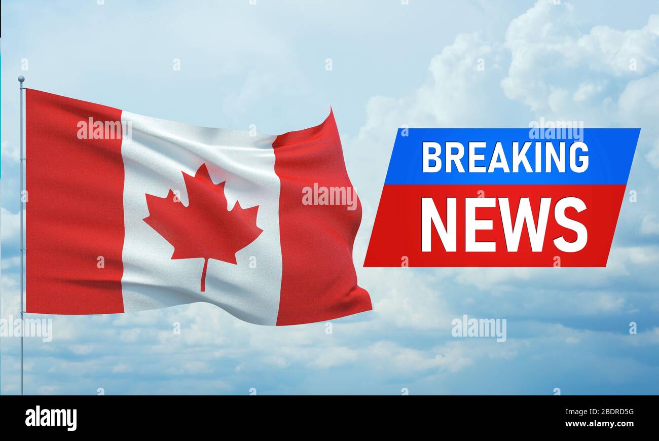 Breaking news. World news with backgorund waving national flag of ...