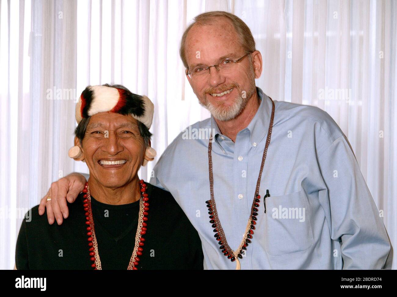 Mincaye and Steve Saint, the real life subjects of the film "End Of The ...