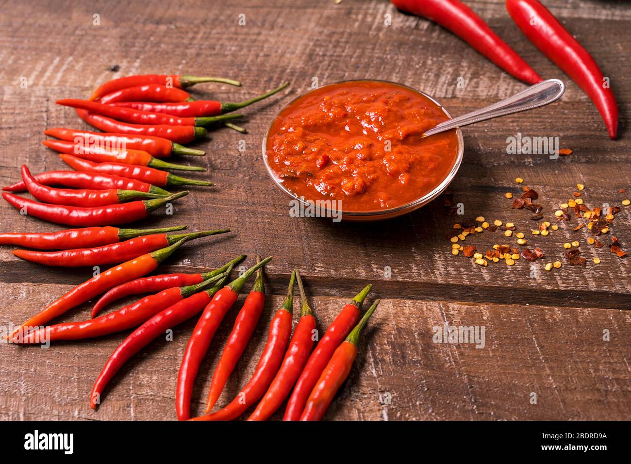 Hot chilli pepper sauce paste harissa, traditional Tunisia, Moroccan ...