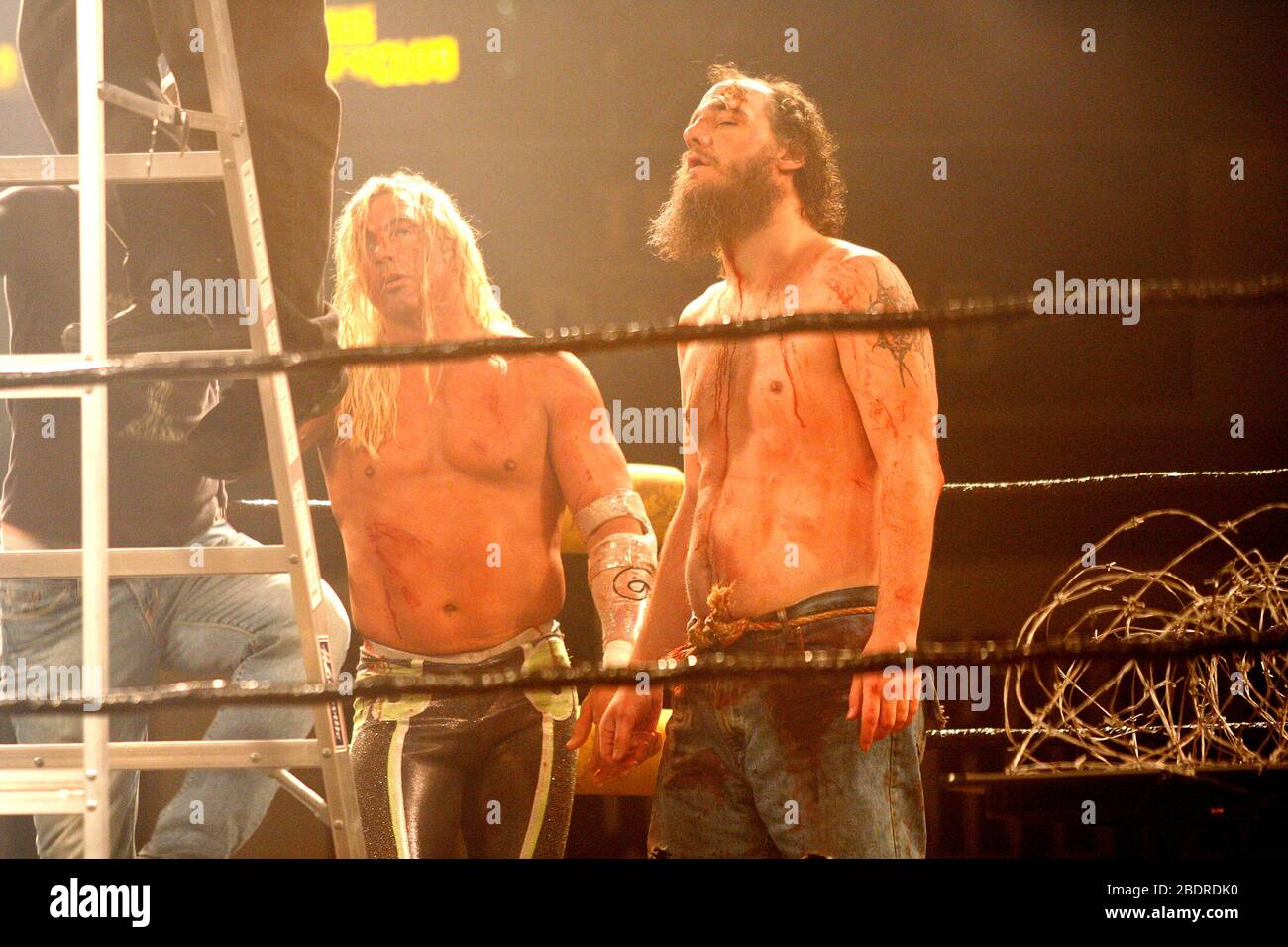 Mickey Rourke's stunt double with Necro Butcher in the ring during ...