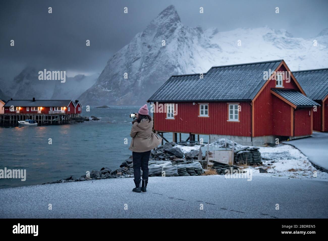Hamnoy fishing village in Winter in Lofoten Island, Norway Stock Photo ...