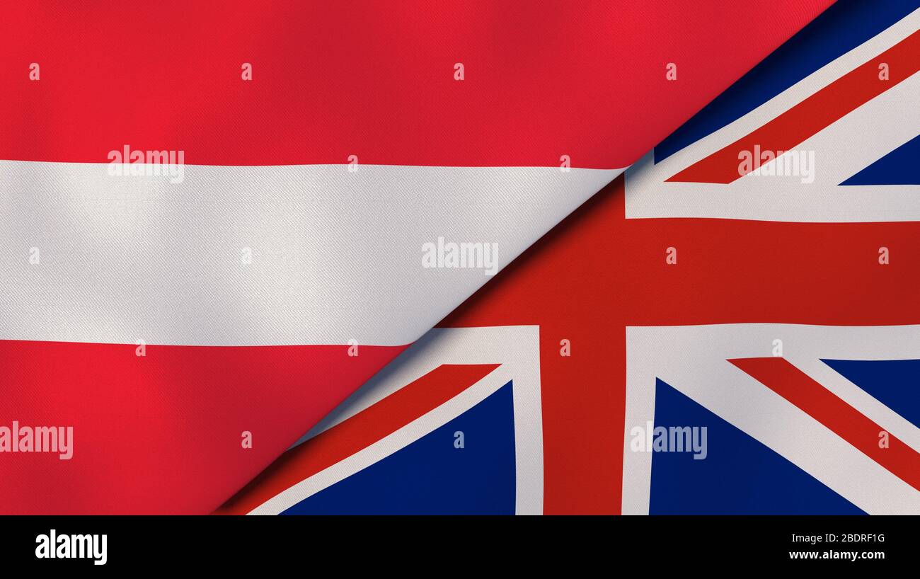 Two states flags of Austria and United Kingdom. High quality business ...