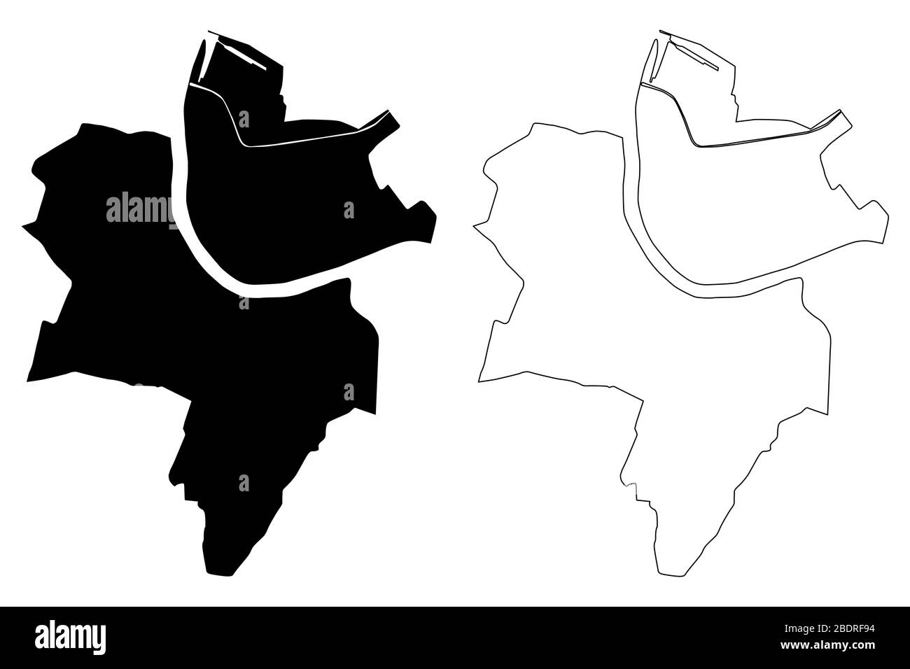 Basel City (Swiss Confederation, Switzerland) map vector illustration ...
