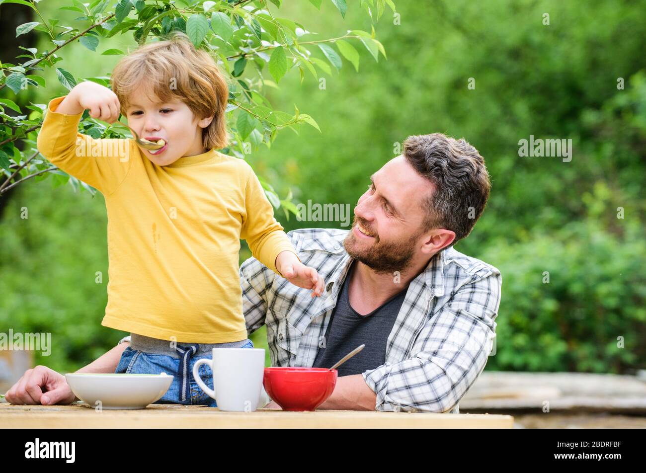 healthy food and dieting. Childrens day. happy fathers day. Little boy ...