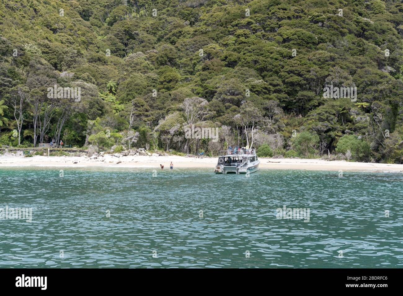 KAITERITERI, NEW ZEALAND - November 15 2019: landscape with tourist ...